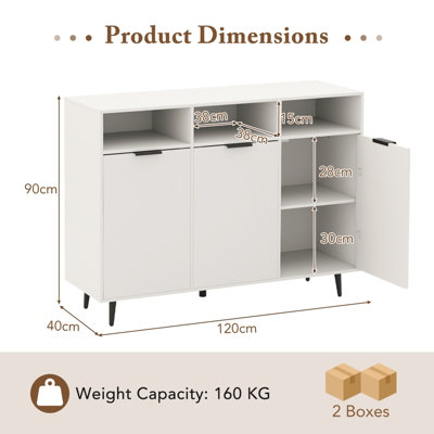 COSTWAY Kitchen Sideboard Buffet Cabinet Coffee Bar Cabinet with 3 ...