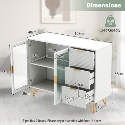Costway Kitchen Storage Sideboard Dining Buffet Server Cabinet Cupboard ...
