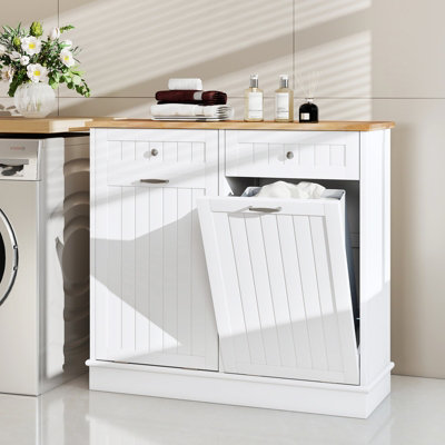 Costway Kitchen Trash Can Holder Tilt Out Trash Bin Cabinet Laundry ...
