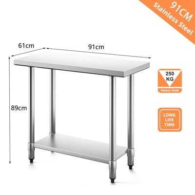 Costway Kitchen Work Table Stainless Steel Preparation Table w ...