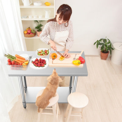 Costway Kitchen Work Table Stainless Steel Preparation Table w ...