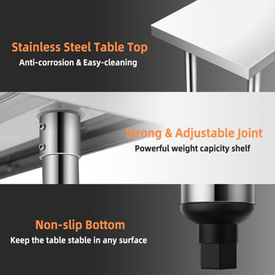 Costway Kitchen Work Table Stainless Steel Preparation Table w ...