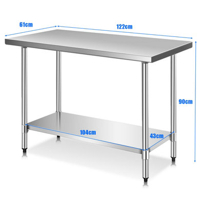 Costway Kitchen Work Table Waterproof Preparation Table w/ Height ...
