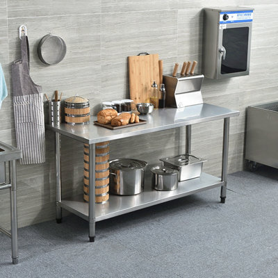 Costway Kitchen Work Table Waterproof Preparation Table w/ Height ...