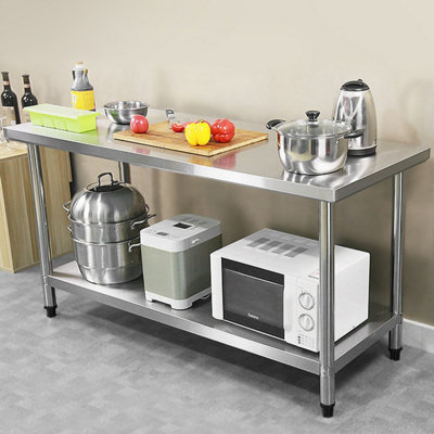 Costway Kitchen Work Table Waterproof Preparation Table w/ Height ...