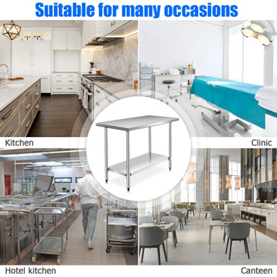 Costway Kitchen Work Table Waterproof Preparation Table w/ Height ...