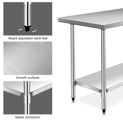 Costway Kitchen Work Table Waterproof Preparation Table w/ Height ...