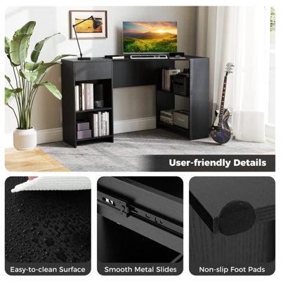 COSTWAY L-SHAPED COMPUTER DESK COMPACT CORNER EXECUTIVE DESK W/STORAGE ...