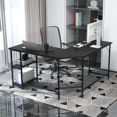 Costway L-Shaped Computer Desk Corner Computer Gaming Desk w/ 2-tier ...