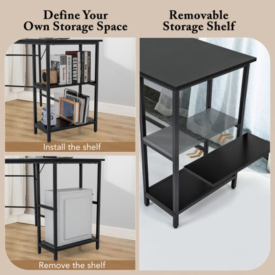 Costway L-Shaped Computer Desk Corner Computer Gaming Desk w/ 2-tier ...