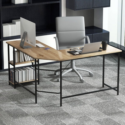 Costway L-Shaped Computer Desk Corner Computer Gaming Desk w/ 2-tier ...