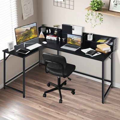 Costway L-shaped Computer Desk Corner Gaming Table Workstation for Home ...