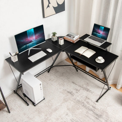 COSTWAY L-Shaped Computer Desk w/ Movable Host Stand Home Office Corner ...