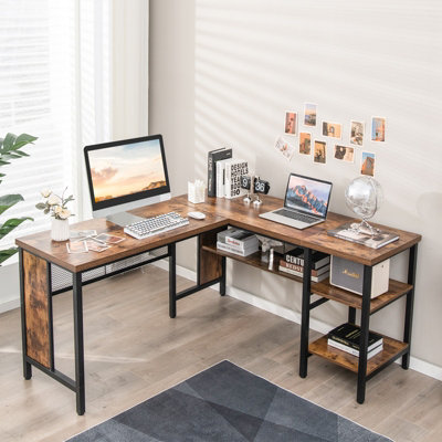 Costway L-Shaped Corner Computer Desk 150cm Large Corner Desk ...