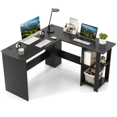 Costway L-Shaped Corner Computer Desk PC Table Writing Desk Workstation ...
