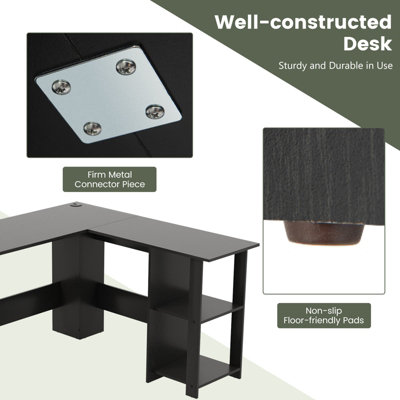 Costway L-Shaped Corner Computer Desk PC Table Writing Desk Workstation ...