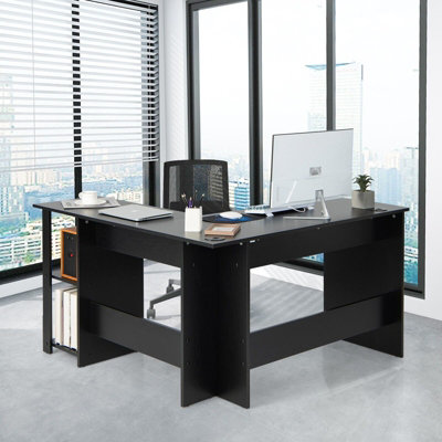 COSTWAY L-Shaped Corner Computer Desk PC Table Writing Desk Workstation ...