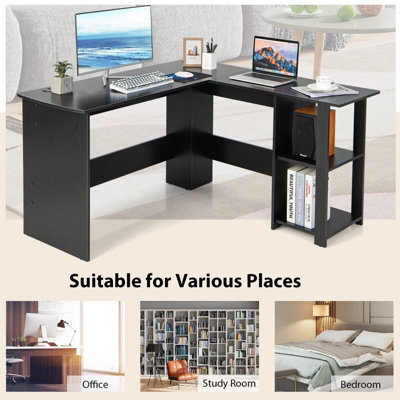 COSTWAY L-Shaped Corner Computer Desk PC Table Writing Desk Workstation ...