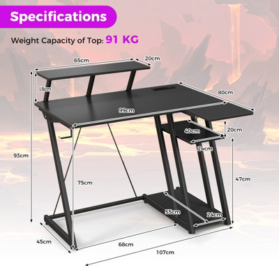 Costway L Shaped Gaming Desk Small Computer Desk w Monitor Shelf Outlets