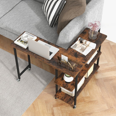 Costway L-shaped Mobile 360 Rotating Corner Computer Desk Laptop ...