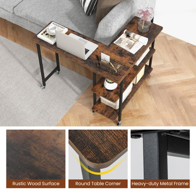 Costway L-shaped Mobile 360 Rotating Corner Computer Desk Laptop ...