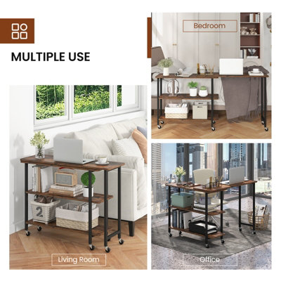 Costway L-shaped Mobile 360 Rotating Corner Computer Desk Laptop ...