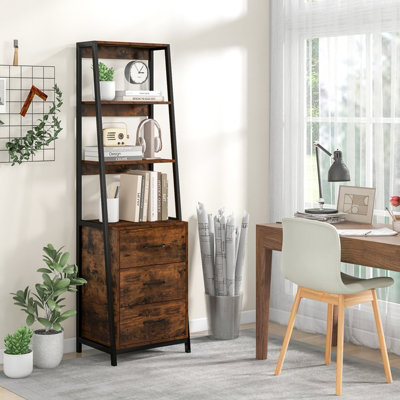 Costway Ladder Bookshelf Tall Bookcase Home Office Multifunctional Storage Organizer