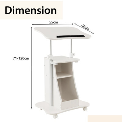 Costway Laptop Cart Height Adjustable Podium Desk Stand w/ Swivel Top