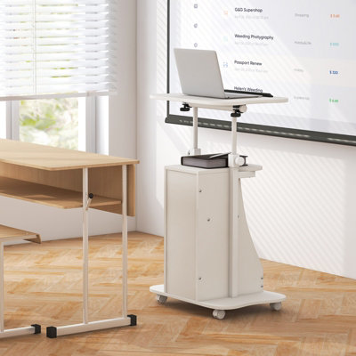 Costway Laptop Cart Height Adjustable Podium Desk Stand w/ Swivel Top