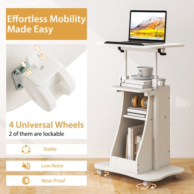 Costway Laptop Cart Height Adjustable Podium Desk Stand w/ Swivel Top