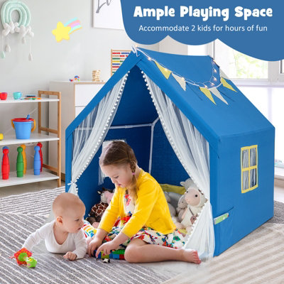 Costway Large Kids Play House Children Indoor Outdoor Castle Play Tent with Cotton Mat