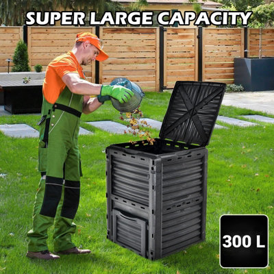 COSTWAY Large Outdoor Compost Bin 300L for Kitchen Waste & Garden ...