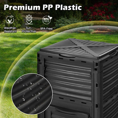 COSTWAY Large Outdoor Compost Bin 300L for Kitchen Waste & Garden ...