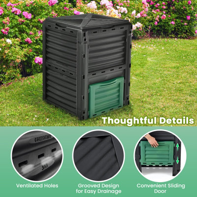 COSTWAY Large Outdoor Compost Bin 300L for Kitchen Waste & Garden ...