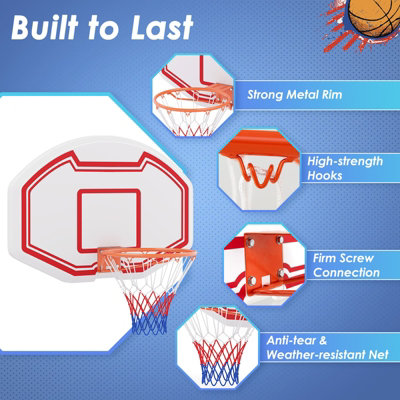 COSTWAY Large Wall Mounted Basketball Hoop Indoor Outdoor Basketball Games