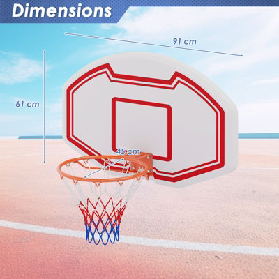 COSTWAY Large Wall Mounted Basketball Hoop Indoor Outdoor Basketball Games
