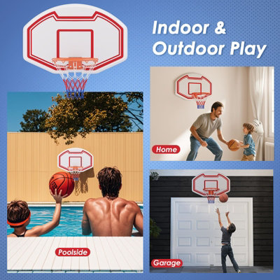 COSTWAY Large Wall Mounted Basketball Hoop Indoor Outdoor Basketball Games