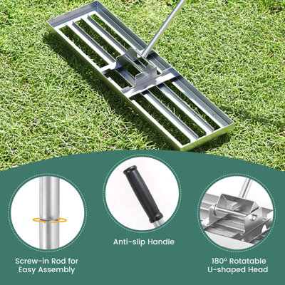 Costway Lawn Leveling Rake 91 cm x 25 cm Heavy Duty Level Lawn Tool-Silver