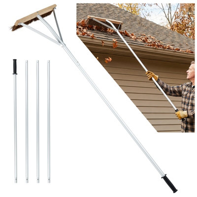 COSTWAY Leaf Roof Brush 165-626 CM Length Adjustable Roof Rake Roof ...