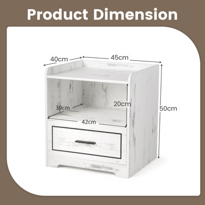 Costway LED Nightstand Smart Bedside Table Cabinet Side End Table w ...
