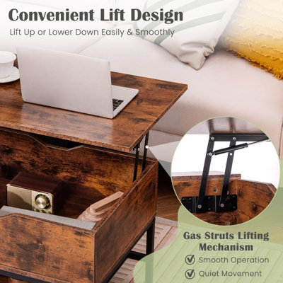 COSTWAY Lift Top Coffee Table Living Room Center Table W/ Removable ...