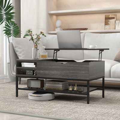 COSTWAY Lift Top Coffee Table Living Room Center Table W/ Removable Shelf