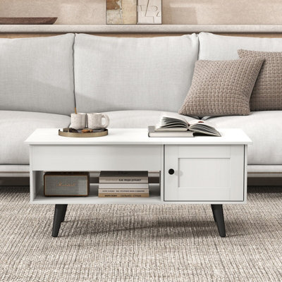 COSTWAY Lift Top Coffee Table Pull up Coffee Table with Storage-White