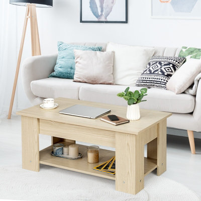 Coffee table adjustable height lift top store