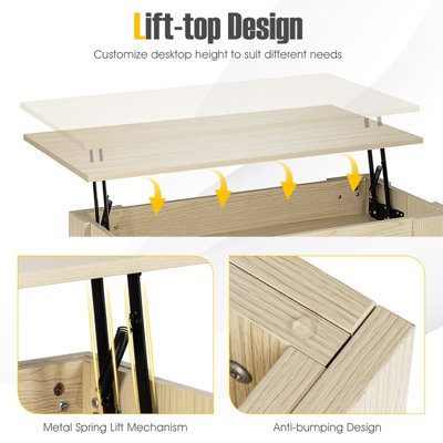Costway Lift Top Height Adjustable Coffee Table Side Table with ...