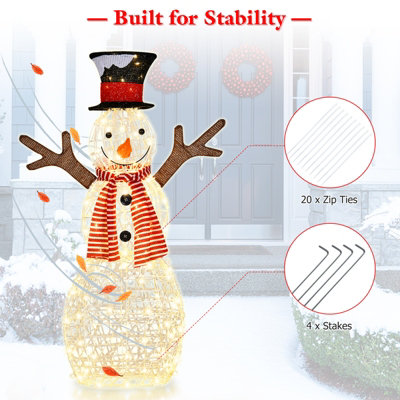 COSTWAY Lighted Standing Snowman Pre-Lit 80 LED Lights Artificial ...