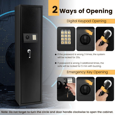 Costway Long Rifle Gun Safe Box 5-Gun Metal Rifle Security Cabinet w ...