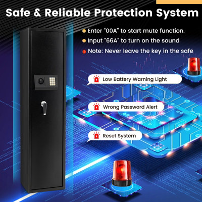 Costway Long Rifle Gun Safe Box 5-Gun Metal Rifle Security Cabinet w ...
