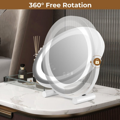 Costway Makeup Vanity Mirror 3 Color Dimmable LED Lighted Round Mirror ...