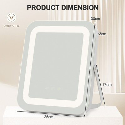 Costway Makeup Vanity Mirror Multi-occasion 3 Color LED Mirror with ...